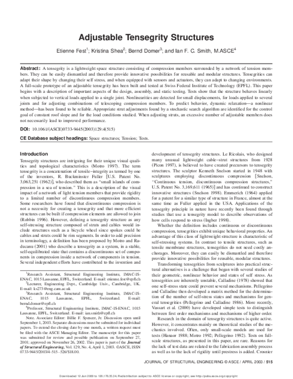 (PDF) Adjustable Tensegrity Structures