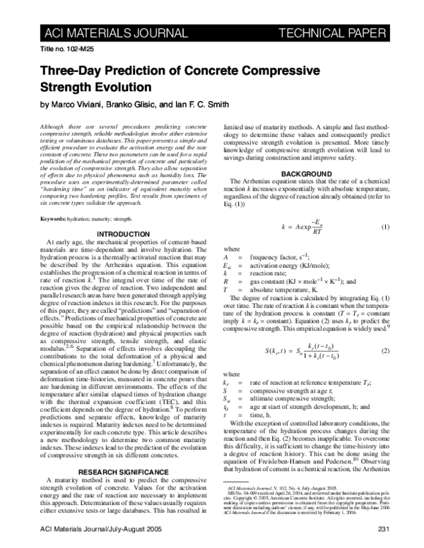 (PDF) Three-Day Prediction of Concrete Compressive Strength Evolution