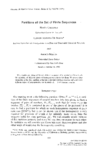 Pdf Partitions Of The Set Of Finite Sequences Carlos Di Prisco