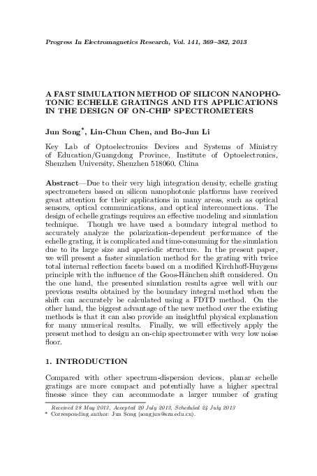 Pdf A Fast Simulation Method Of Silicon Nanophotonic Echelle Gratings And Its Applications In