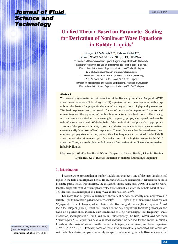 Pdf Unified Theory Based On Parameter Scaling For Derivation Of