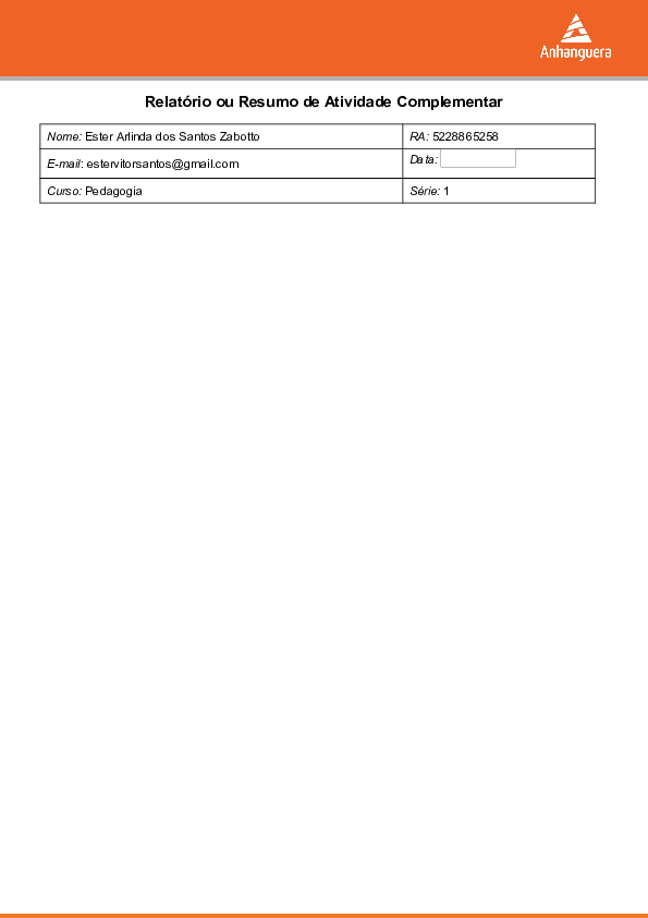 (DOC) Relatório ou Resumo de Atividade Complementar | Franc Lorena - Academia.edu