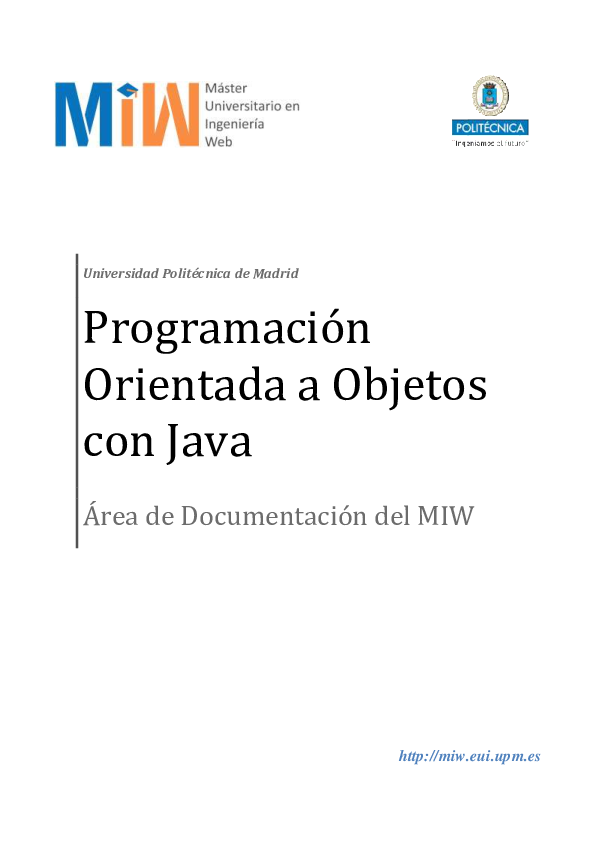 (PDF) Programación Orientada a Objetos con Java Área de Documentación del MIW