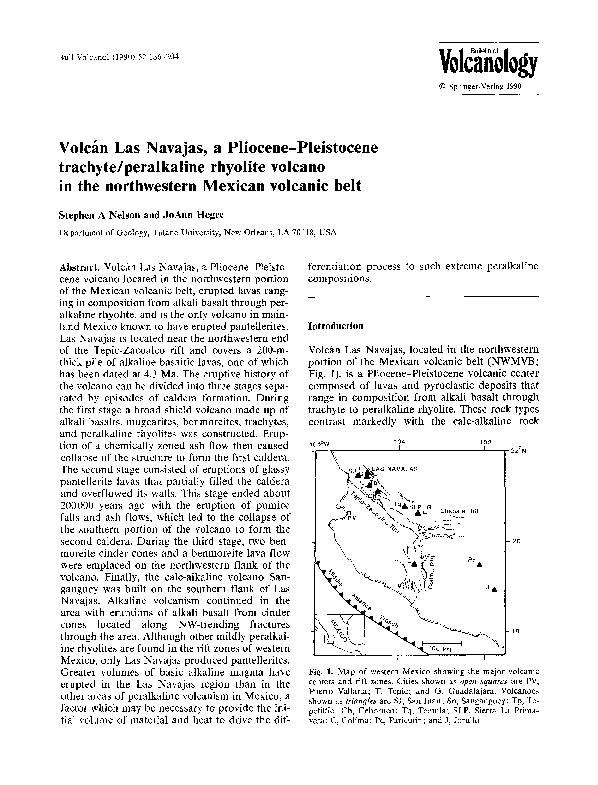(PDF) Volc n Las Navajas, a Pliocene-Pleistocene trachyte/peralkaline ...