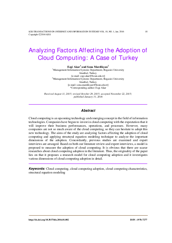 (PDF) Analyzing Factors Affecting the Adoption of Cloud Computing: A ...
