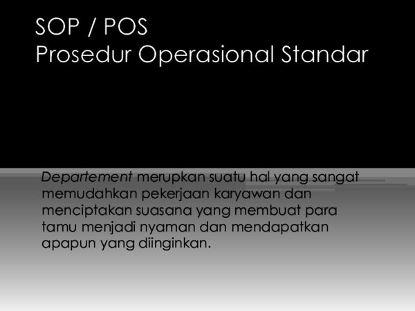 (PDF) SOP / POS Prosedur Operasional Standar