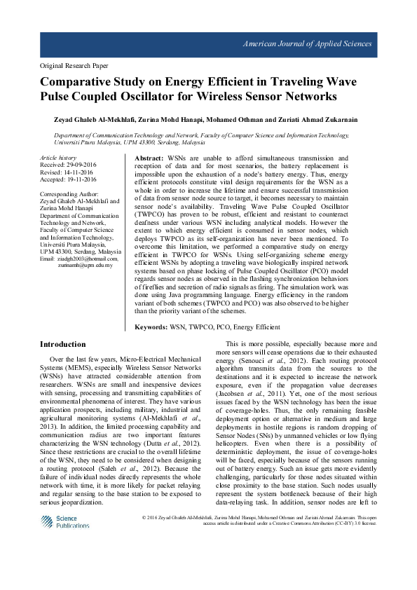 (PDF) Comparative Study on Energy Efficient in Traveling Wave Pulse Coupled Oscillator for ...