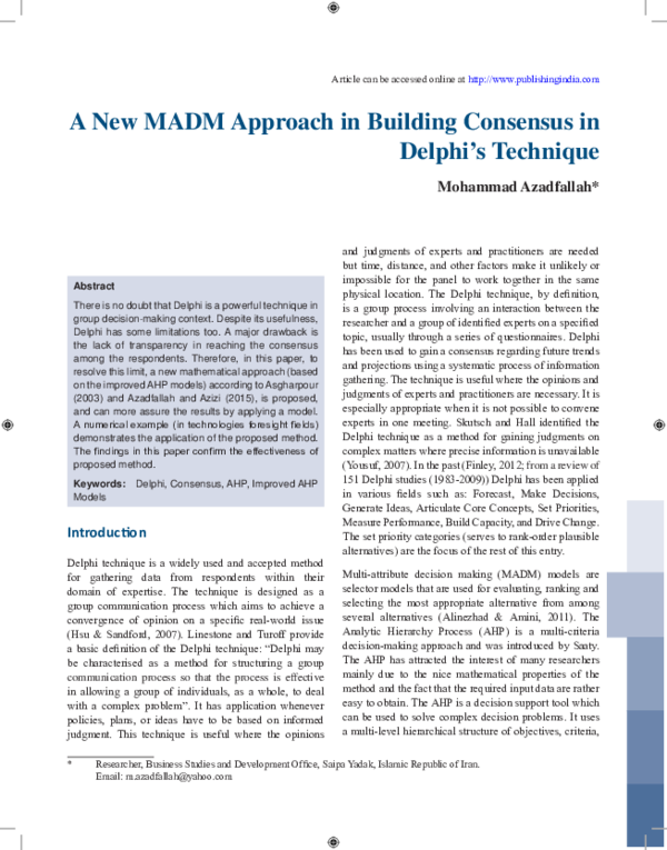 (PDF) A New MADM Approach in Building Consensus in Delphis Technique.pdf