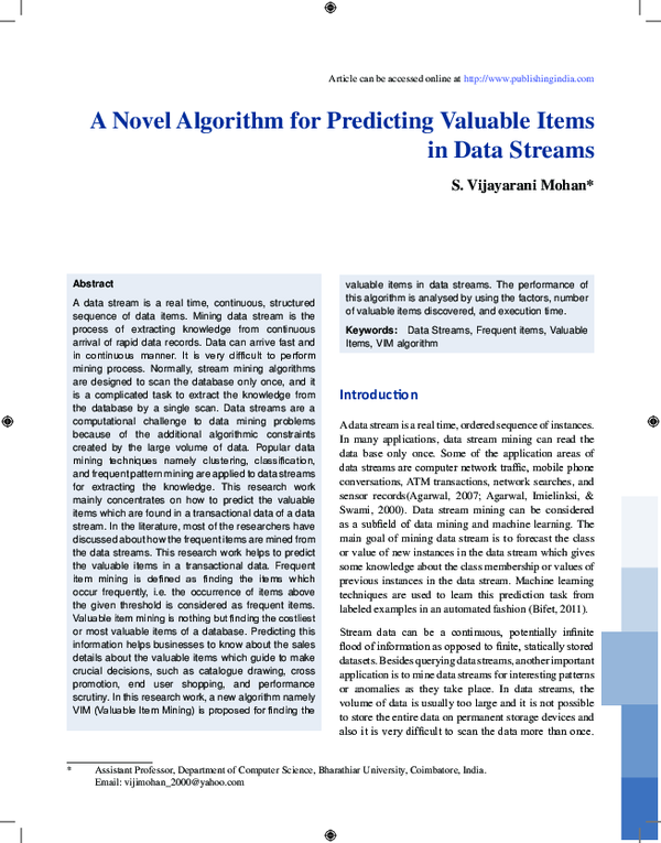 (PDF) A Novel Algorithm for Predicting Valuable Items in Data Streams.pdf