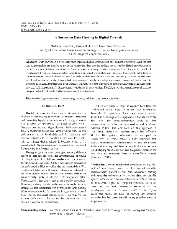 (PDF) A Survey on Data Carving in Digital Forensic