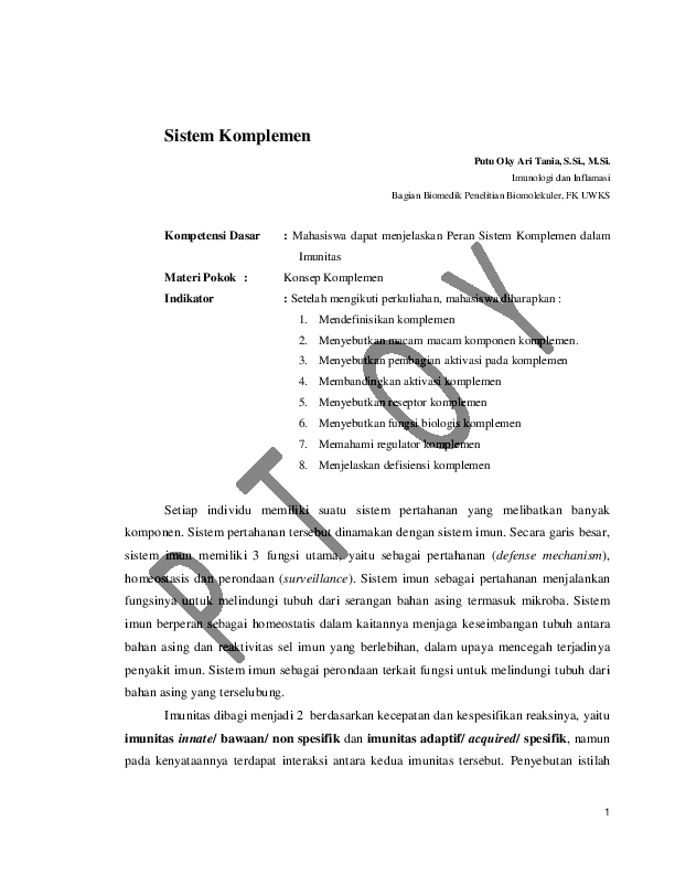 (PDF) Sistem Komplemen