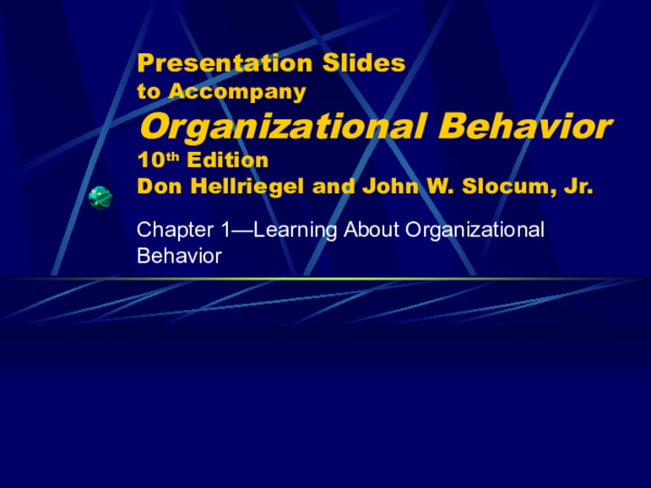 (PPT) Chapter 1 Learning About Organizational Behavior