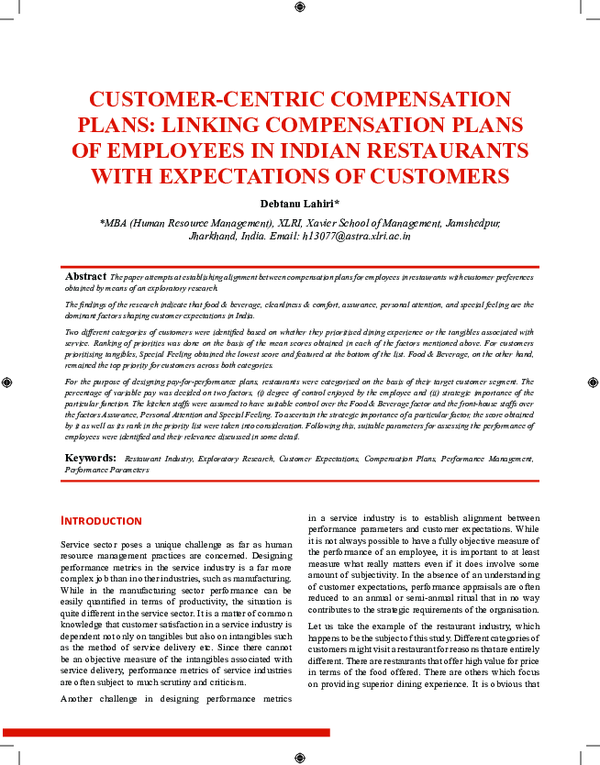 (PDF) Customer-centric Compensation Plans: Linking Compensation Plans ...