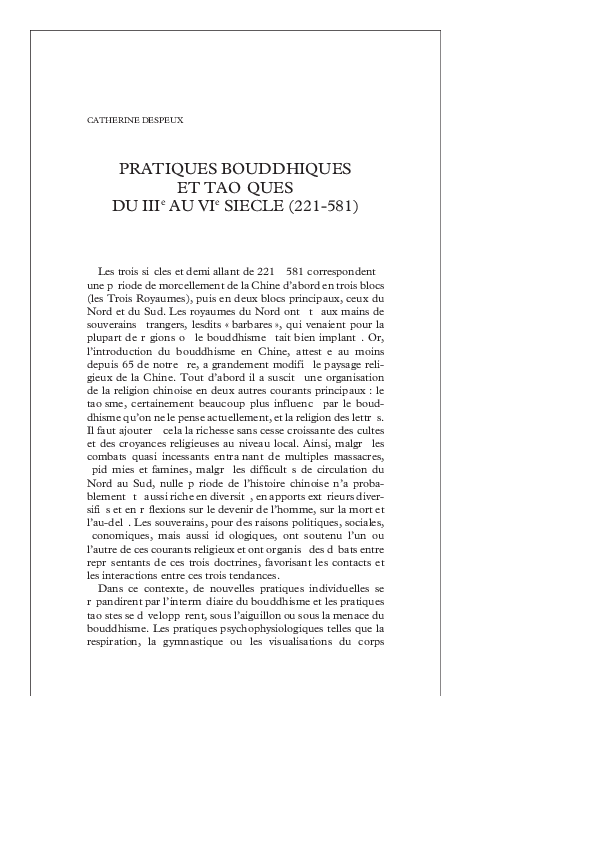 (PDF) « Pratiques bouddhiques et taoïques du iiie au vie siècle (221 ...