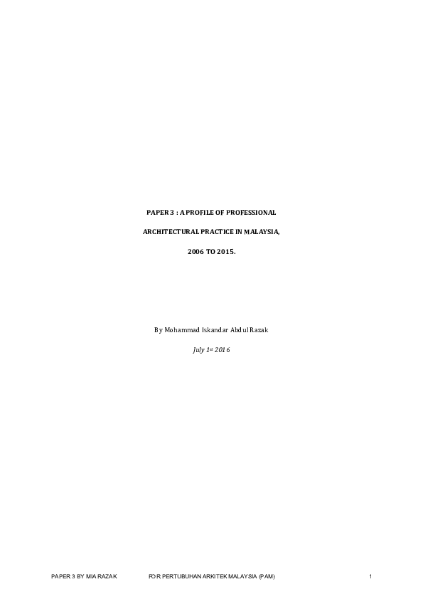 (PDF) PAPER 3 : A PROFILE OF PROFESSIONAL ARCHITECTURAL PRACTICE IN ...