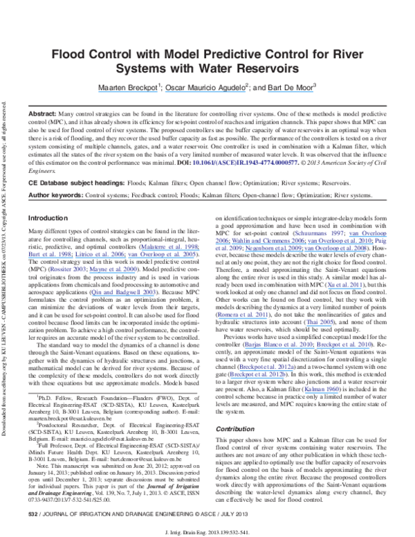 (PDF) Flood Control with Model Predictive Control for River Systems ...