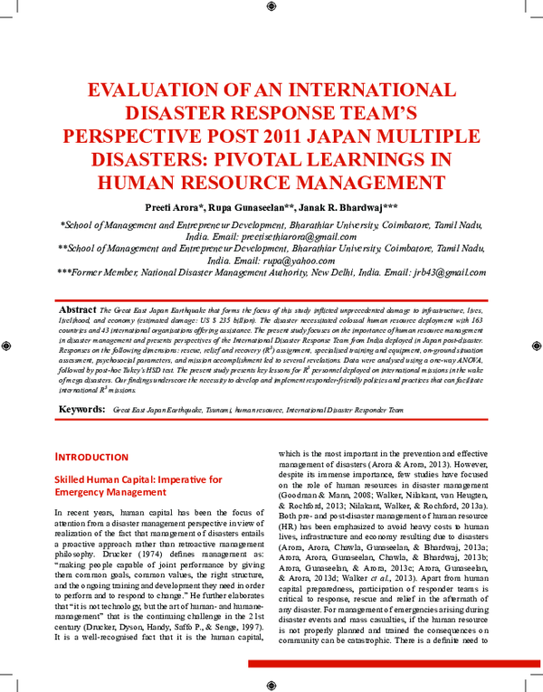 (PDF) Evaluation of an International Disaster Response Teams ...