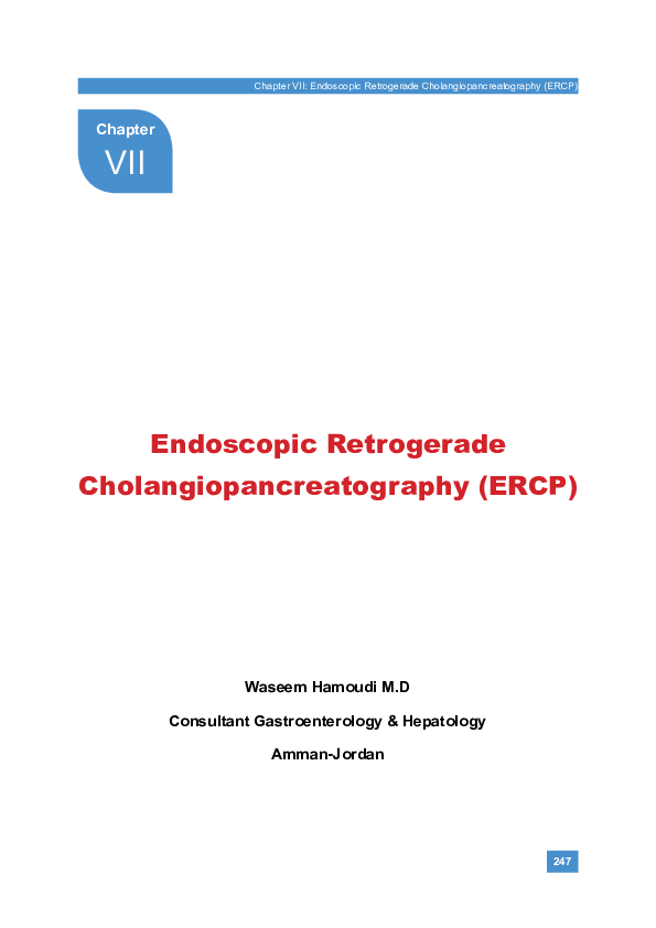 (PDF) Endoscopic Retrogerade Cholangiopancreatography (ERCP) VII