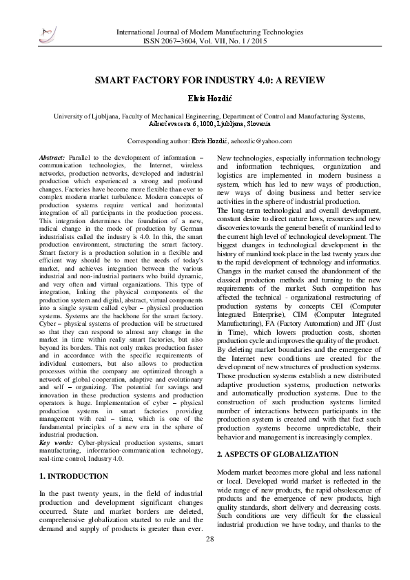 (PDF) SMART FACTORY FOR INDUSTRY 4.0: A REVIEW