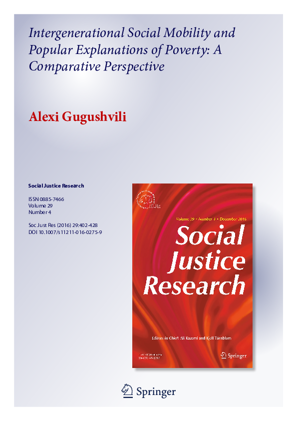 (PDF) Intergenerational Social Mobility and Popular Explanations of ...