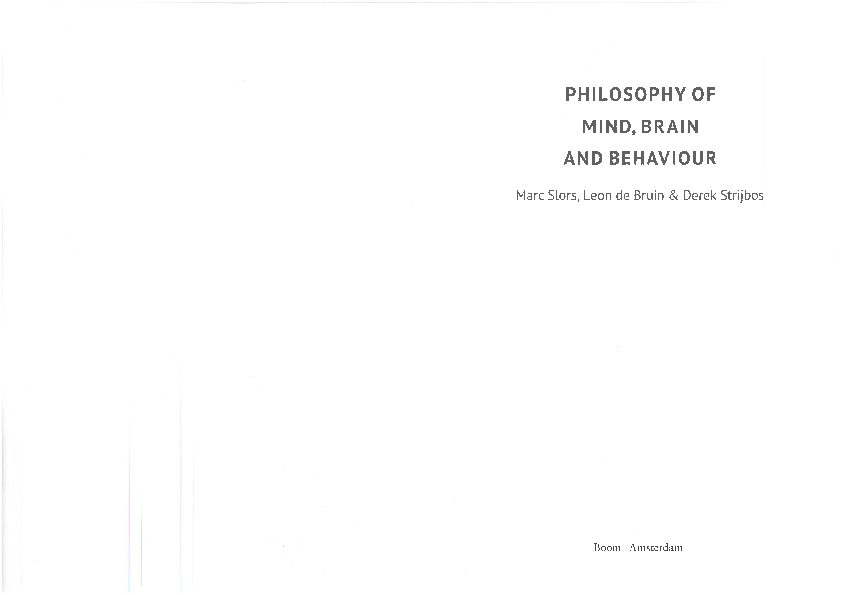 (PDF) Philosophy of mind, brain and behaviour