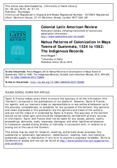 (PDF) Nahua Patterns of Colonization in Maya Towns of Guatemala, 1524 ...