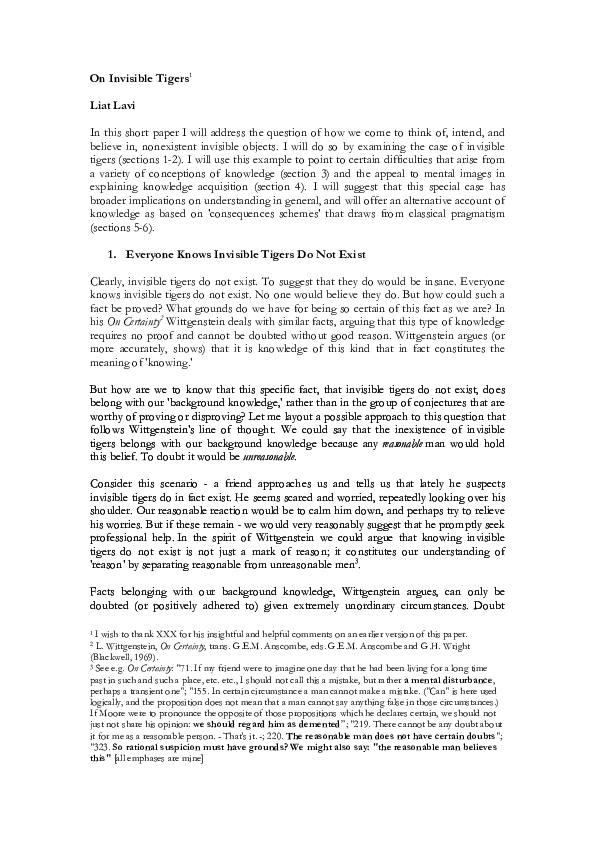 (PDF) On Invisible Tigers