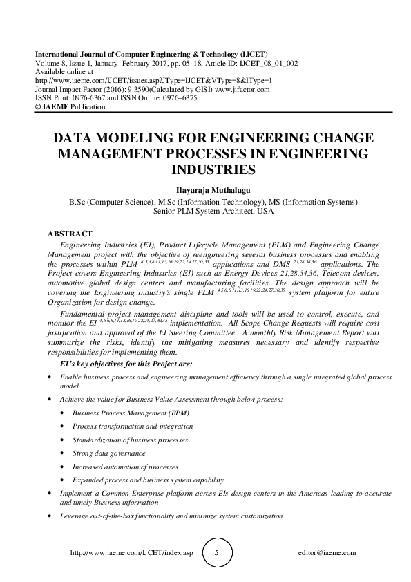 (PDF) DATA MODELING FOR ENGINEERING CHANGE MANAGEMENT PROCESSES IN ...