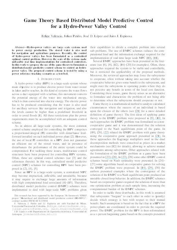 Pdf Game Theory Based Distributed Model Predictive Control For A