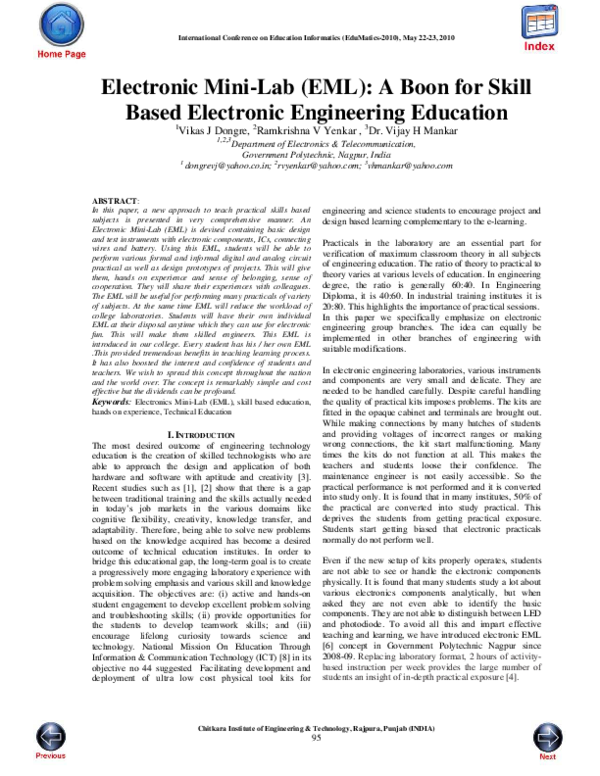 (PDF) Electronic Mini-Lab (EML): A Boon for Skill Based Electronic ...