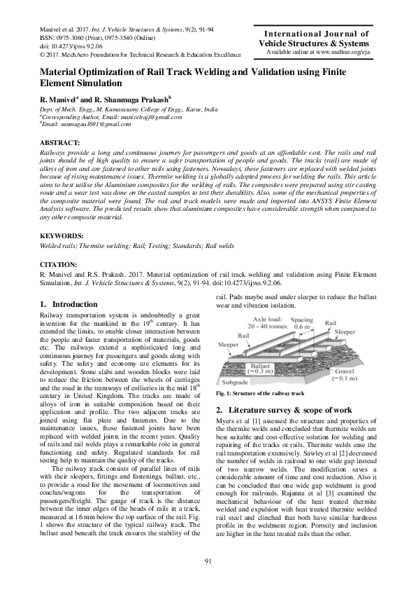 Pdf Material Optimization Of Rail Track Welding And Validation Using Finite Element Simulation