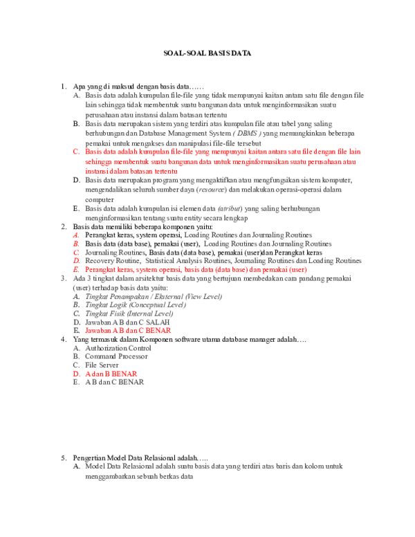 Doc Soal Soal Basis Data