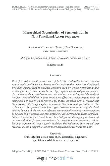 (PDF) Hierarchical Organization of Segmentation in Non-Functional Action Sequences