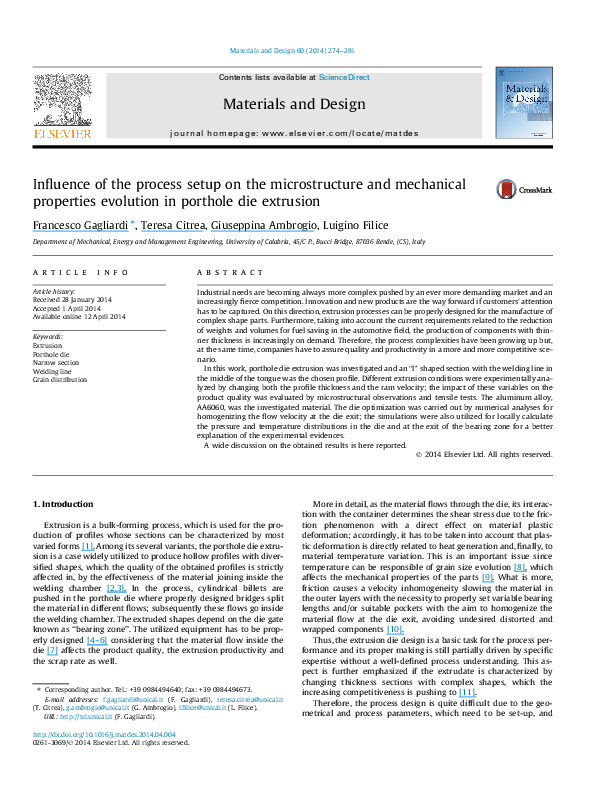 (PDF) Influence of the process setup on the microstructure and mechanical properties evolution ...