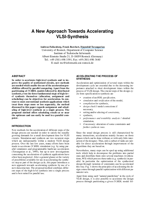 Pdf A New Approach Towards Accelerating Vlsi Synthesis