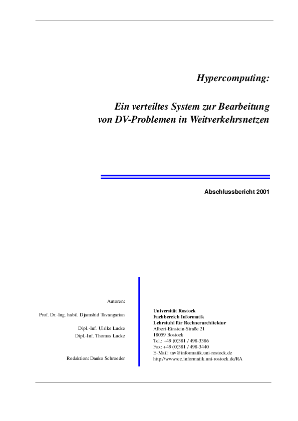 (PDF) Hypercomputing: Ein verteiltes System zur Bearbeitung von DV ...