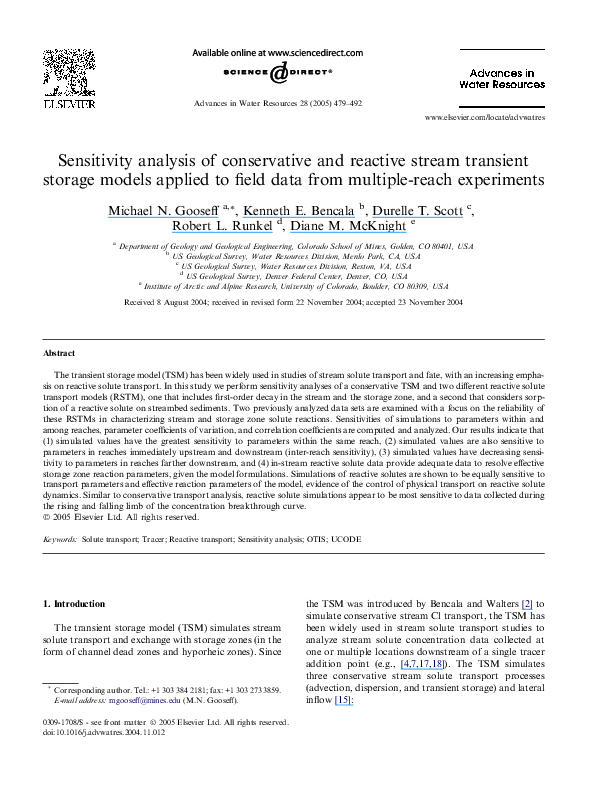 Pdf Sensitivity Analysis Of Conservative And Reactive Stream