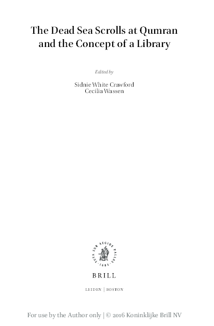 (PDF) The Dead Sea Scrolls at Qumran and the Concept of a Library ...