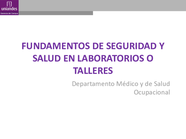(PDF) FUNDAMENTOS DE SEGURIDAD Y SALUD EN LABORATORIOS O TALLERES