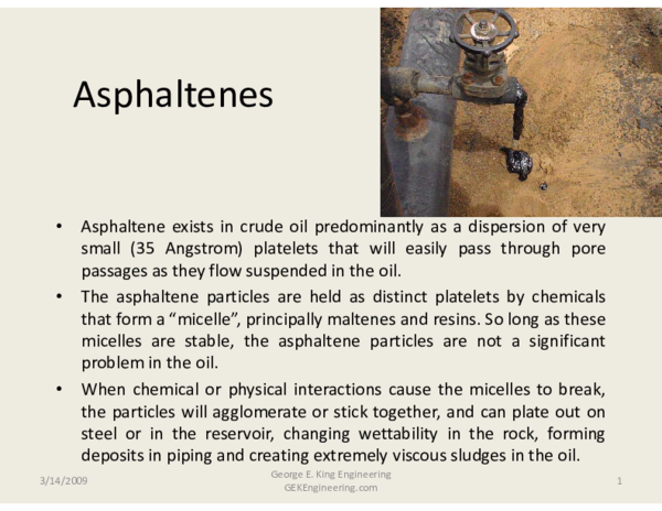 Asphaltenes Deposition and Removal