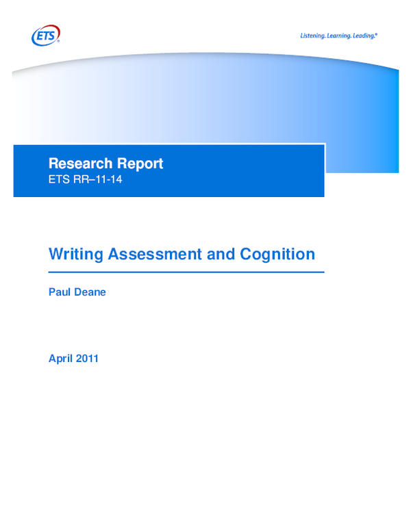 (PDF) Writing Assessment and Cognition. Research Report. ETS RR-11-14