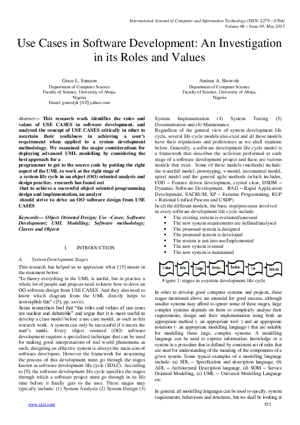 (PDF) Use Cases in Software Development: An Investigation in its Roles ...