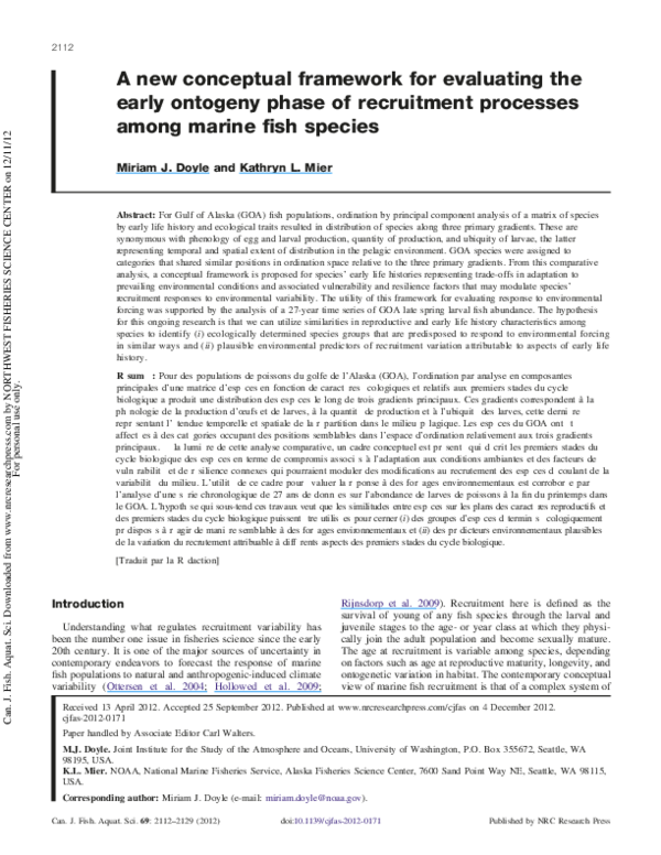 (PDF) A new conceptual framework for evaluating the early ontogeny ...