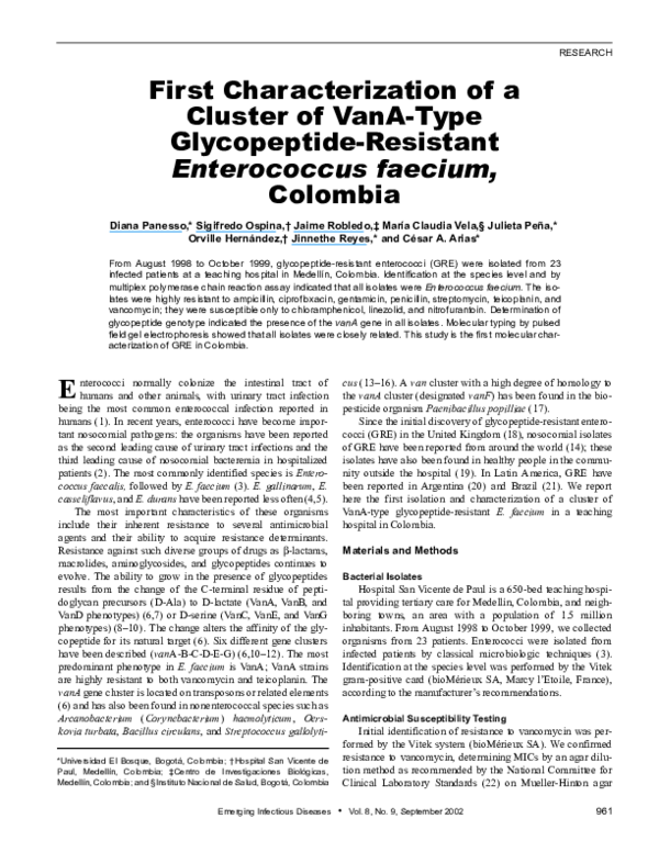 (PDF) First Characterization of a Cluster of VanA-Type Glycopeptide ...