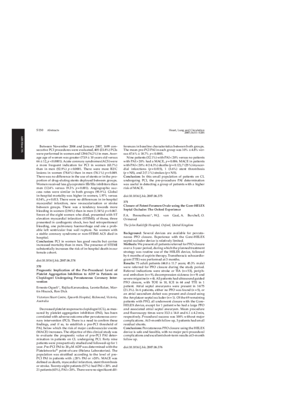 (PDF) Closure of Patent Foramen Ovale using the Gore-HELEX Septal ...