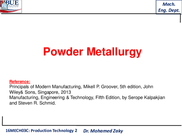 (PDF) Powder Metallurgy