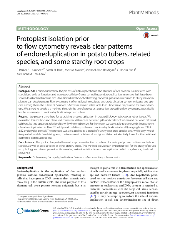 (PDF) Protoplast isolation prior to flow cytometry reveals clear ...
