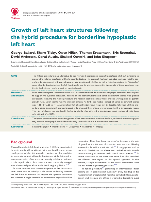 (PDF) Growth of left heart structures following the hybrid procedure ...
