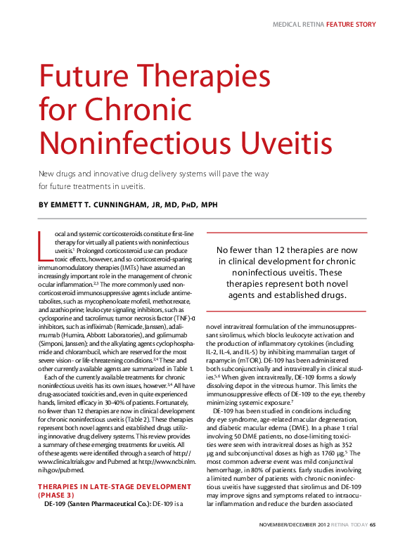 (PDF) Innovative Therapies and Drug Delivery in Uveitis Treatment
