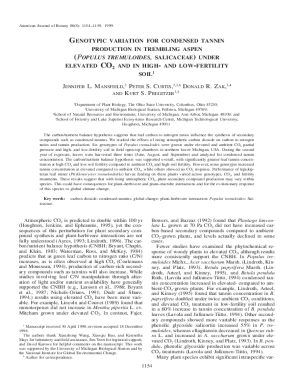 (PDF) Genotypic Variation for Condensed Tannin Production in Trembling ...